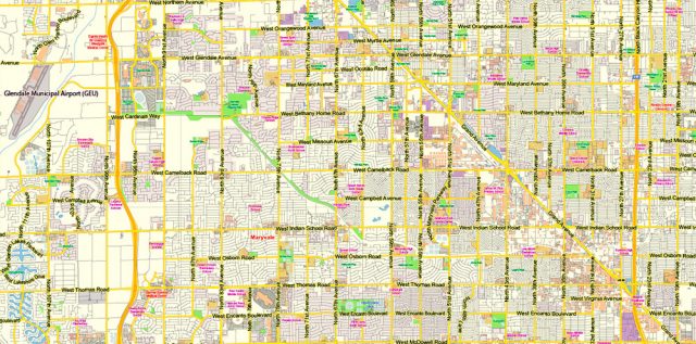 Phoenix Arizona US Map Vector Exact City Plan Low Detailed Street Map ...