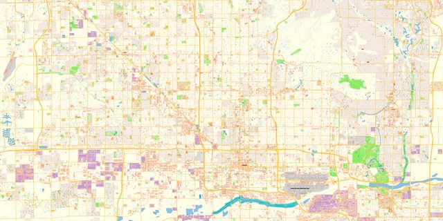 Phoenix Arizona US Map Vector Exact City Plan High Detailed Street Map ...