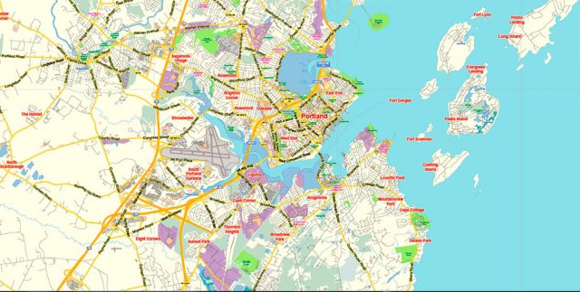Portland Maine US Map Vector Exact City Plan Low Detailed Street Map ...