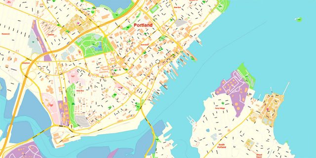 Portland Maine US Map Vector Exact City Plan High Detailed Street Map ...