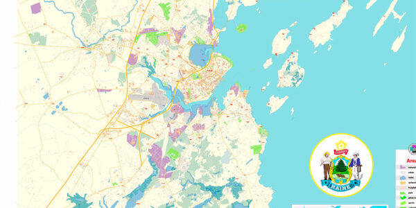 Portland Maine US Map Vector Exact City Plan High Detailed Street Map ...