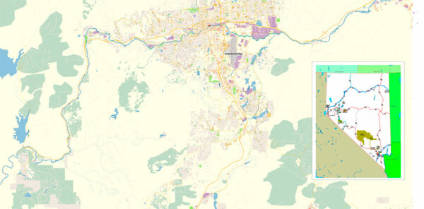 Reno Nevada US Map Vector Exact City Plan High Detailed Street Map ...