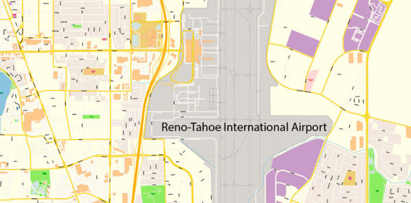 Reno Nevada US Map Vector Exact City Plan High Detailed Street Map ...