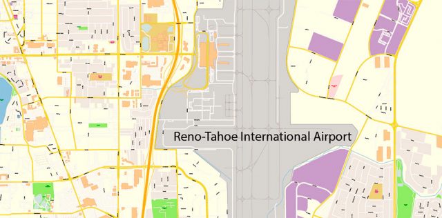 Reno Nevada US Map Vector Exact City Plan High Detailed Street Map ...