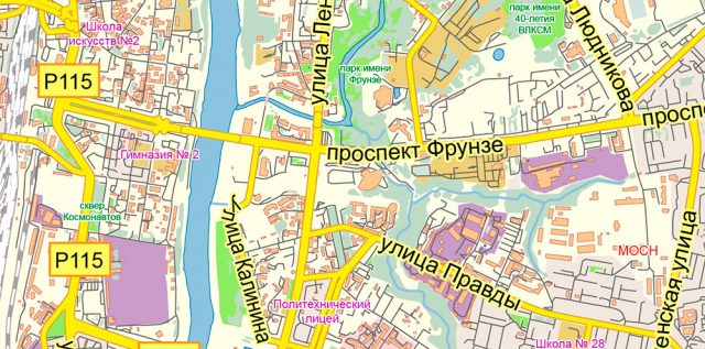 Vitebsk Belarus Map Vector Exact City Plan Low Detailed Street Map ...