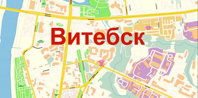 Vitebsk Belarus Map Vector Exact City Plan High Detailed Street Map ...
