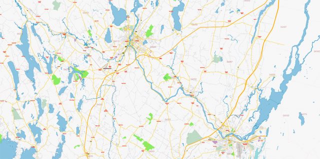 Auburn + Lewiston Maine US Map Vector Free Editable Layered Adobe ...