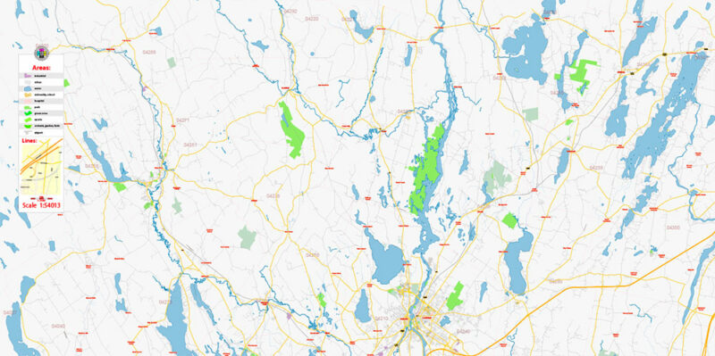 Auburn + Lewiston Maine US Map Vector Free Editable Layered Adobe ...