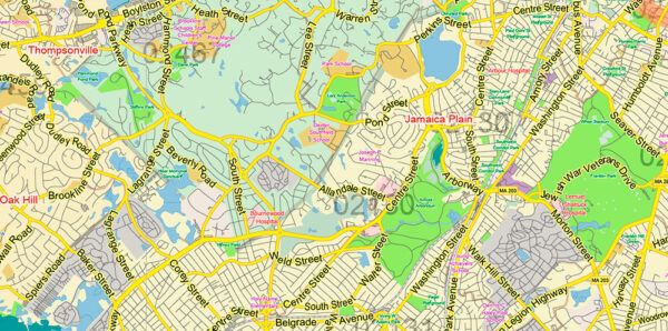 Boston Massachusetts US PDF Vector Map Exact City Plan LOW Detailed ...