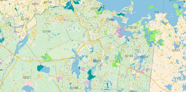 Boston Massachusetts US PDF Map Vector Exact City Plan High Detailed ...