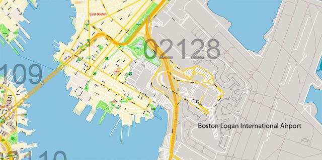 Boston Massachusetts US PDF Map Vector Exact City Plan High Detailed ...