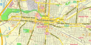 Dayton Springfield Ohio US PDF Map Vector Exact City Plan LOW Detailed ...