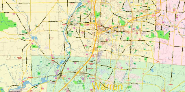 Dayton Springfield Ohio US PDF Map Vector Exact City Plan LOW Detailed ...