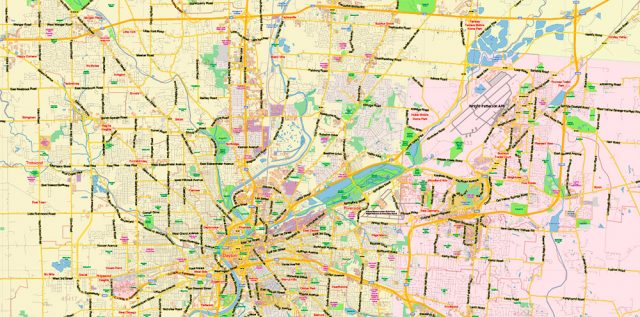 Dayton Springfield Ohio US Map Vector Exact City Plan LOW Detailed ...