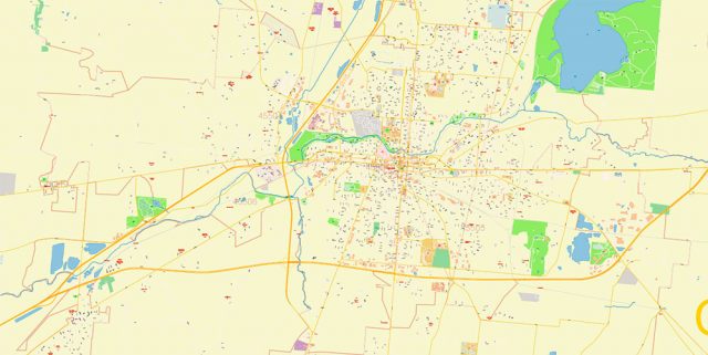 Dayton Springfield Ohio US PDF Map Vector Exact City Plan High Detailed ...
