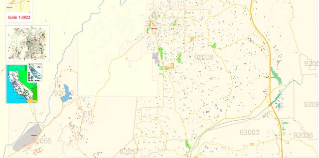 Fallbrook California 92028 US Map Vector Exact City Plan High Detailed ...