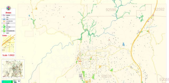 Fallbrook California 92028 US Map Vector Exact City Plan High Detailed ...