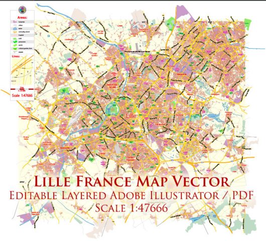 Lille France PDF Map Vector Exact City Plan Low Detailed Street Map ...