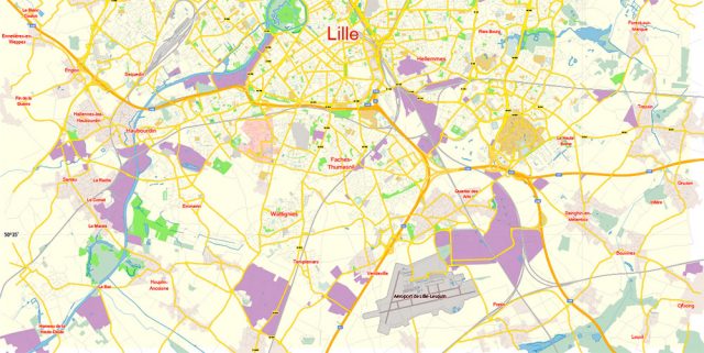 Lille France Map Vector Free Editable Layered Adobe Illustrator + PDF ...