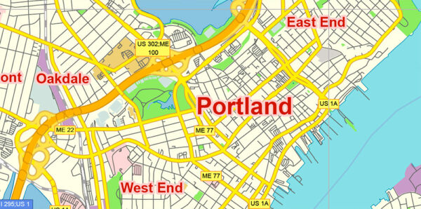 Portland Maine US Map Vector Free Editable Layered Adobe Illustrator ...