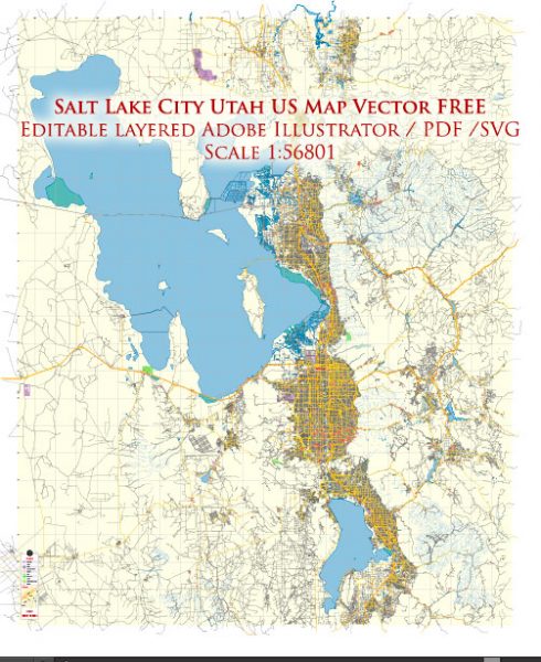 Salt Lake City Utah US Map Vector Free Editable Layered Adobe ...