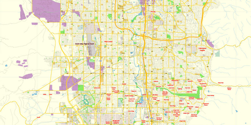 Salt Lake City Utah US Map Vector Free Editable Layered Adobe ...