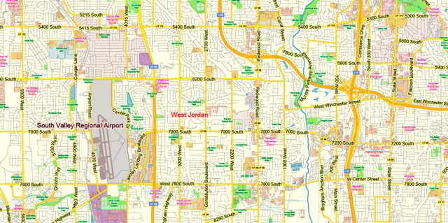 Salt Lake City Utah US PDF Map Vector Exact City Plan Low Detailed ...