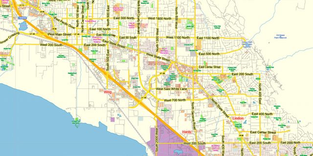 Salt Lake City Utah US Map Vector Exact City Plan Low Detailed Street ...