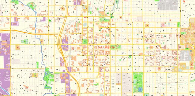 Salt Lake City Utah US Map Vector Exact City Plan High Detailed Street ...