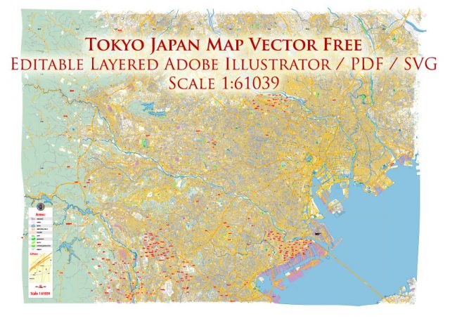 Tokyo Japan Map Vector Free Editable Layered Adobe Illustrator + PDF ...