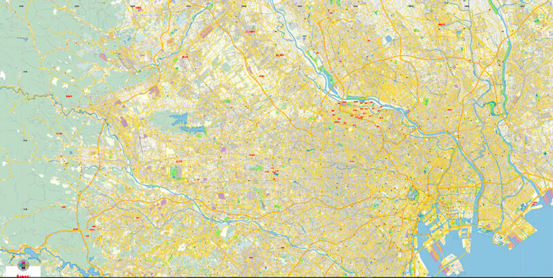 Tokyo Japan Map Vector Free Editable Layered Adobe Illustrator + PDF ...