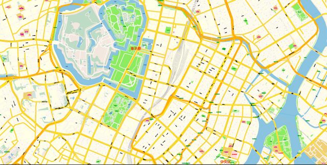 Tokyo Japan Map Vector Exact City Plan High Detailed Street Map ...