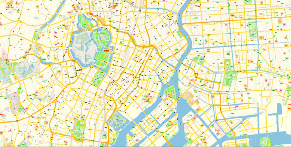 Tokyo Japan Map Vector Exact City Plan High Detailed Street Map ...