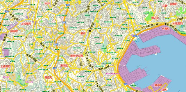 Yokohama Japan Map Vector Exact City Plan Low Detailed Street Map ...