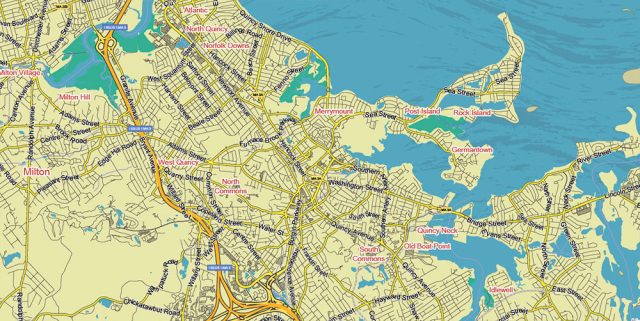 Boston Massachusetts US Map Vector Antique Style City Plan Detailed ...