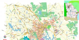 Macon Georgia US PDF Map Vector Exact City Plan LOW Detailed Street Map ...