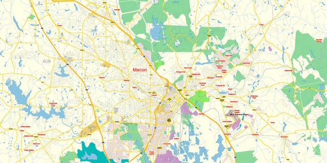 Macon Georgia US Map Vector Free Editable Layered Adobe Illustrator ...