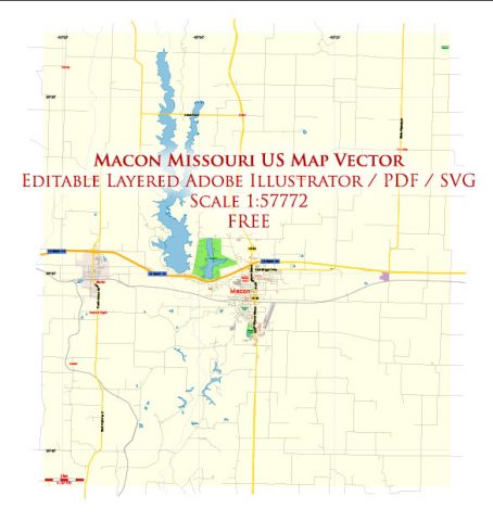 Macon Missouri US Map Vector Free Editable Layered Adobe Illustrator ...