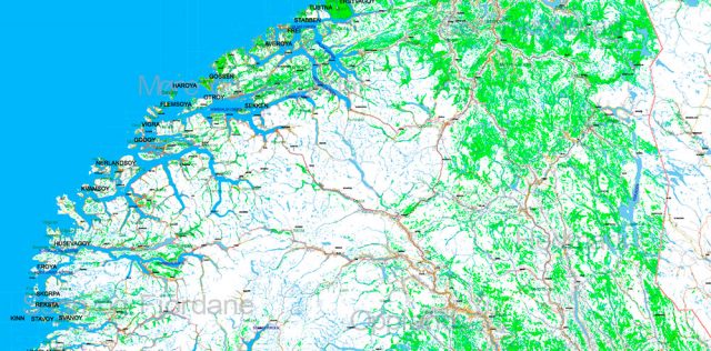 Norway PDF Map Vector Full Extra High Detailed 01 (all roads) + Relief ...