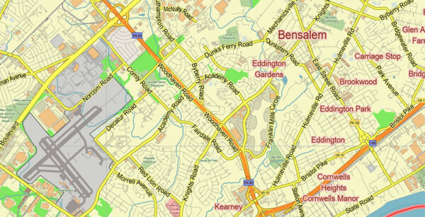 Philadelphia Pennsylvania US PDF Vector Map Exact City Plan & Street ...