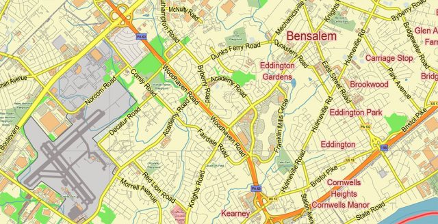 Philadelphia Pennsylvania US Vector Map Exact City Plan & Street Map ...