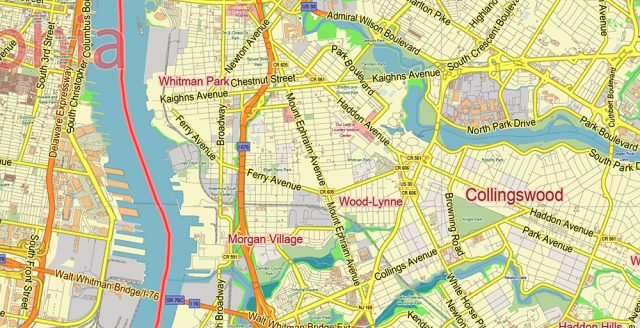 Philadelphia Pennsylvania US Vector Map Exact City Plan & Street Map ...