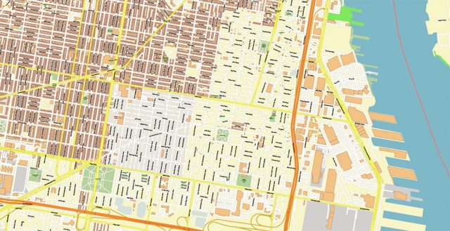 Philadelphia Pennsylvania US PDF Map Vector Exact City Plan High ...
