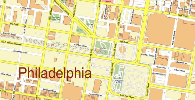 Philadelphia Pennsylvania US Map Vector Exact City Plan High Detailed ...