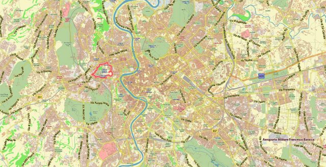 Roma Rome Italy Map Vector Exact City Plan LOW Detailed Street Map ...