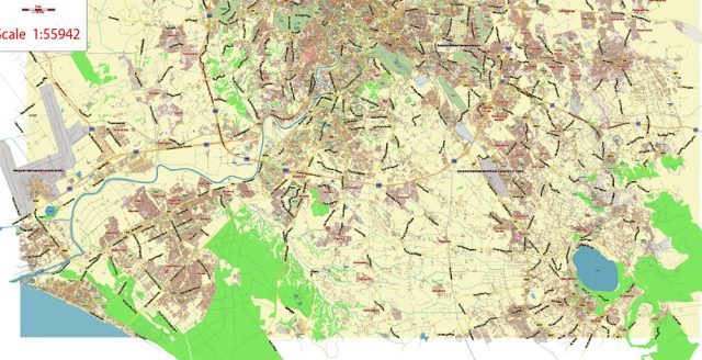 Roma Rome Italy PDF Map Vector Exact City Plan LOW Detailed Street Map ...