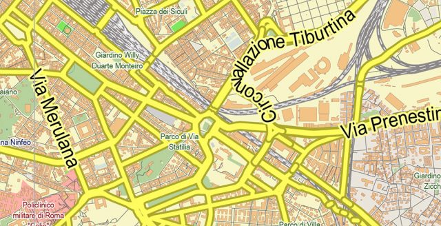 Roma Rome Italy PDF Map Vector Exact City Plan LOW Detailed Street Map ...