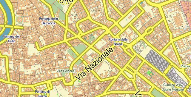 Roma Rome Italy PDF Map Vector Exact City Plan LOW Detailed Street Map ...