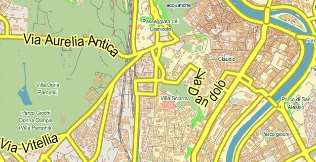Roma Rome Italy PDF Map Vector Exact City Plan LOW Detailed Street Map ...