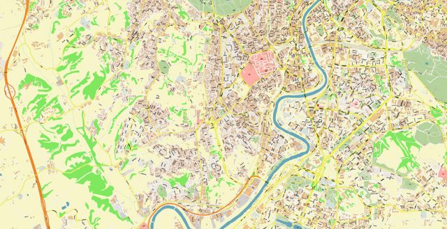 Roma Rome Italy PDF Map Vector Exact City Plan High Detailed Street Map ...